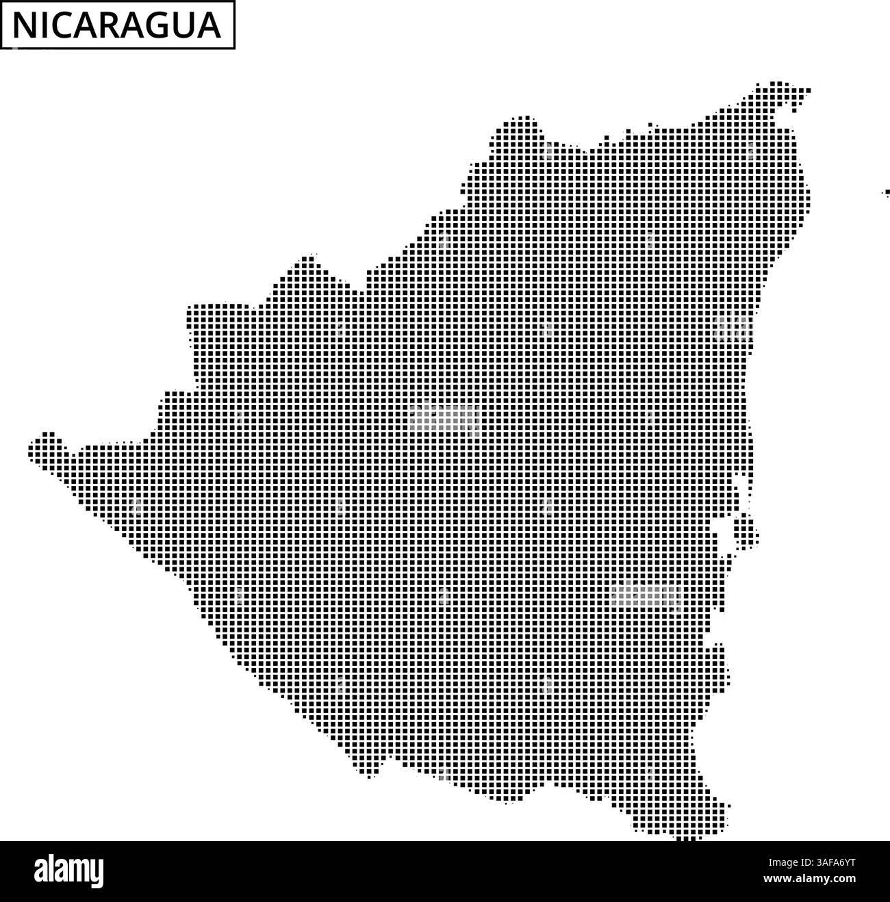 A unique dot pattern map of Nicaragua, highlighting its geographic ...