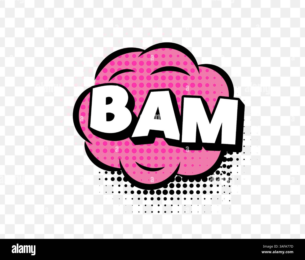 Comic Book Style BAM Text With Pink Explosion Cloud, Retro Halftone ...