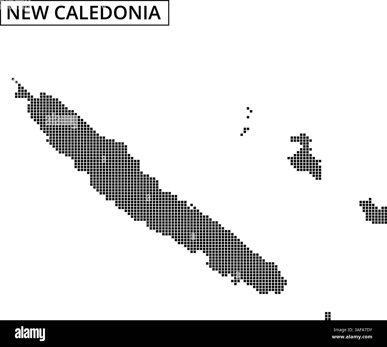 This map showcases the outline of New Caledonia and nearby islands ...