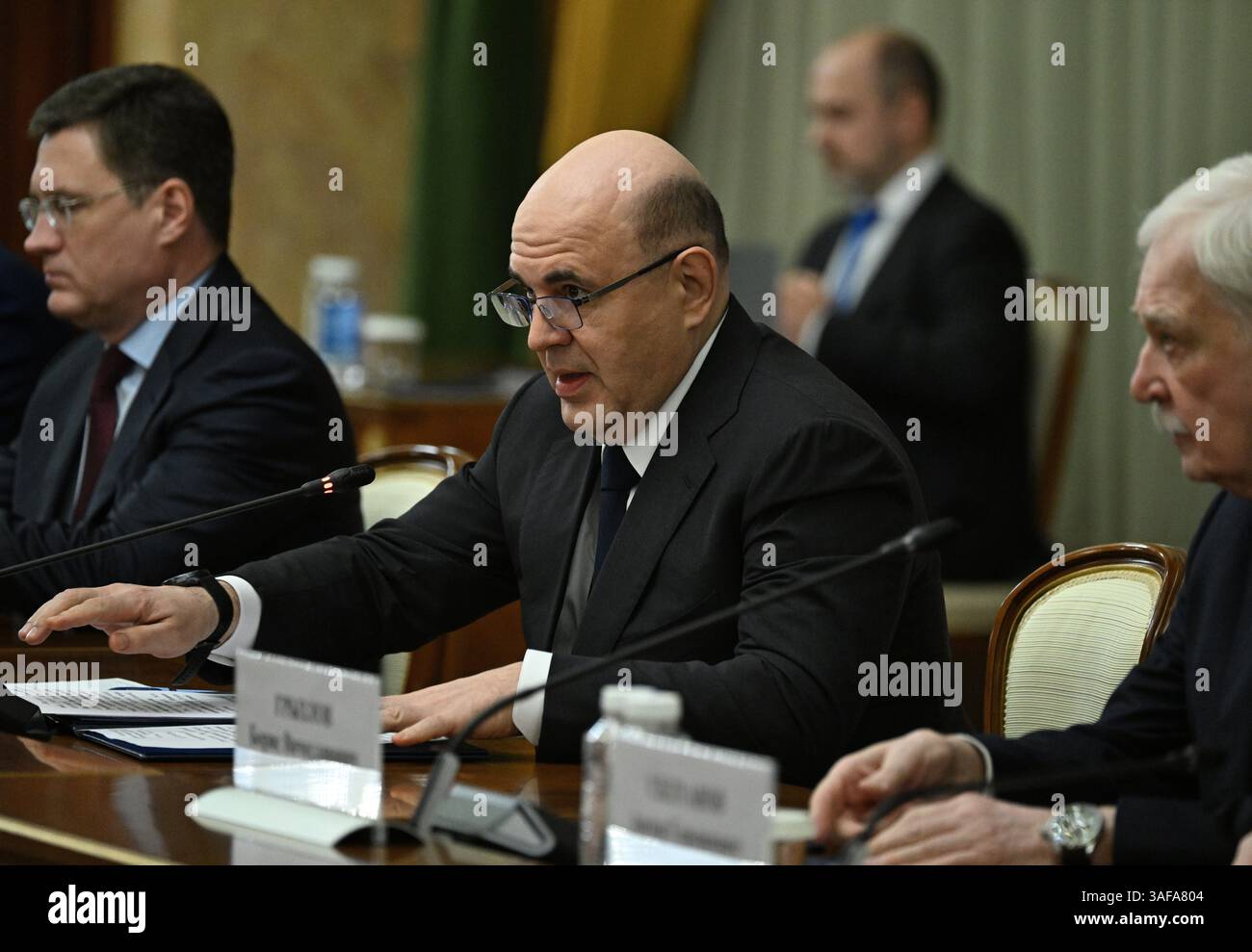 Moscow, Russia. 07th Apr, 2025. From left to right: Deputy Prime ...