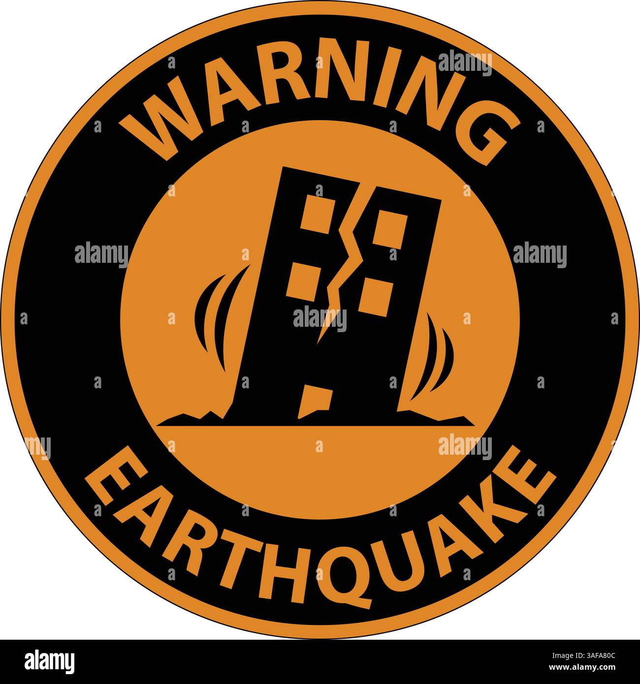 Earthquake Warning Sign with Cracked Building Stock Vector Image & Art ...
