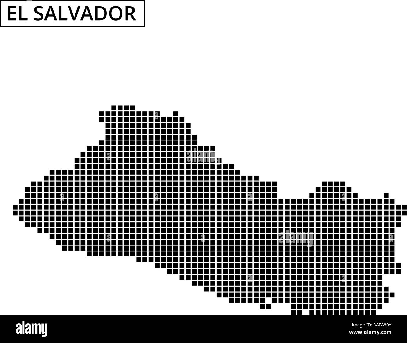 A dotted outline of El Salvador showcases the country's unique shape ...