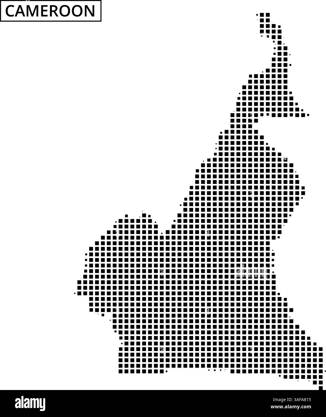 A map of Cameroon outlined in dots highlights its unique geographical features and regional ...