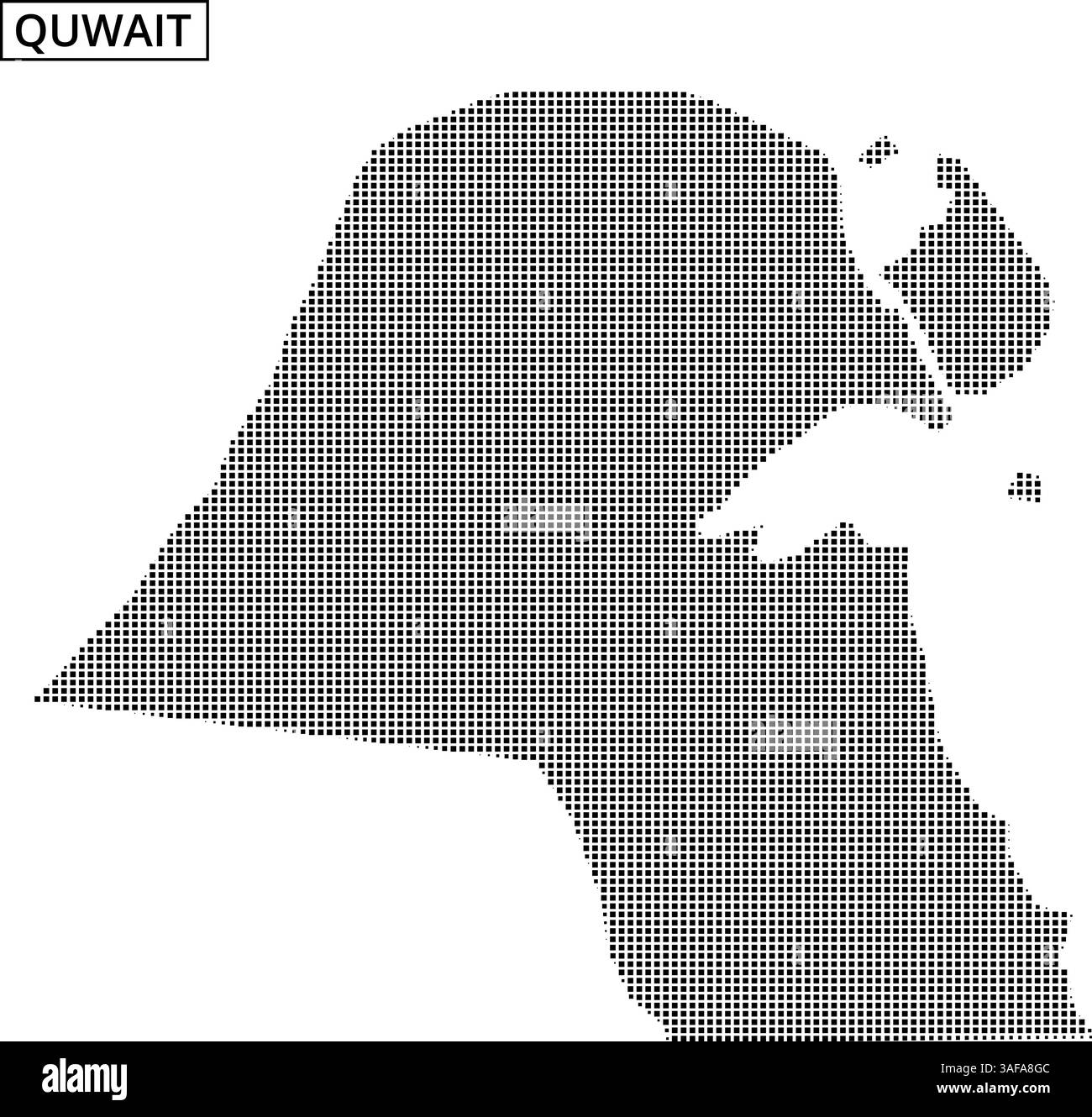 This creative representation features a dotted map of Kuwait ...