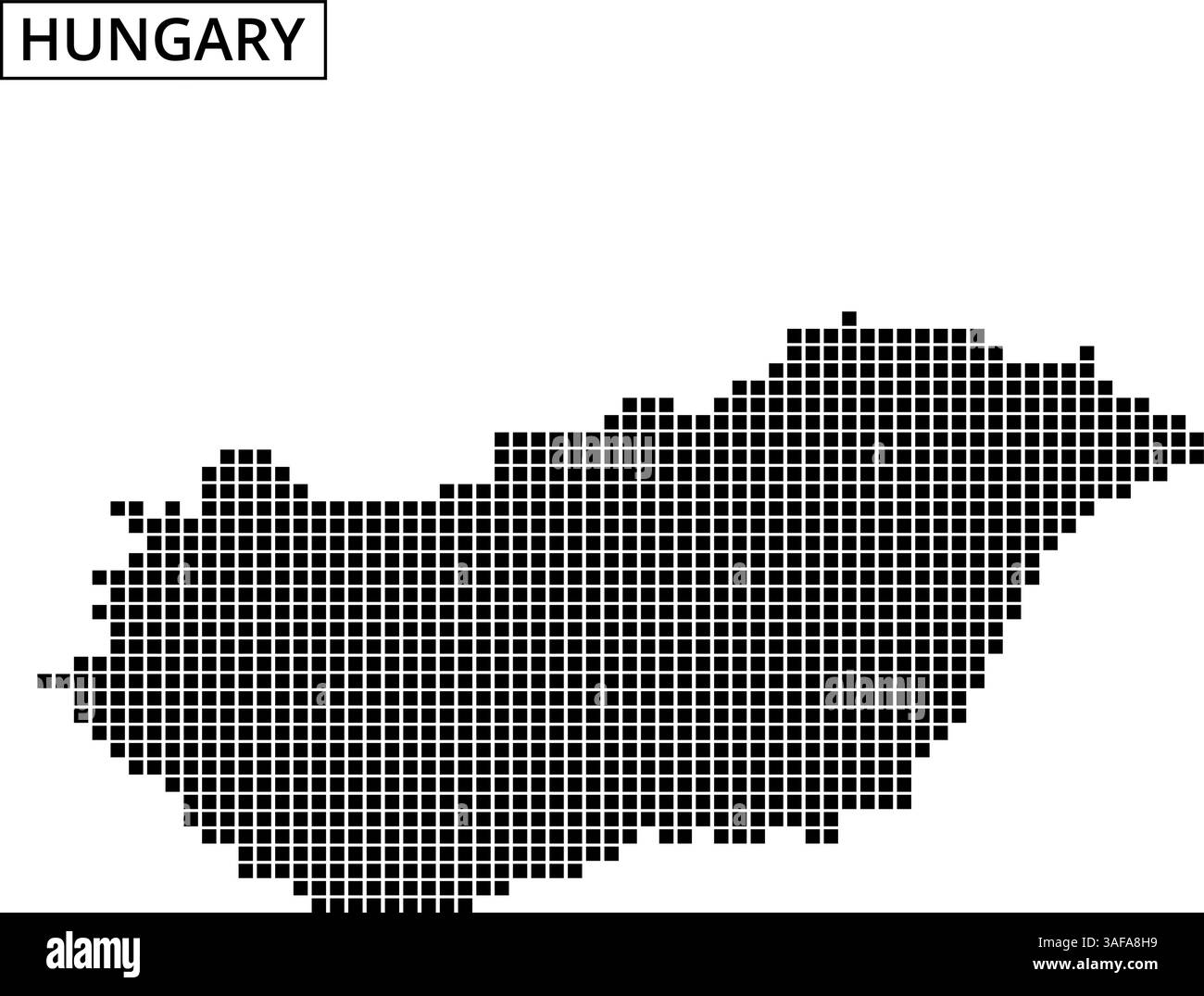 This graphic represents Hungary through a dotted outline on a stylized ...