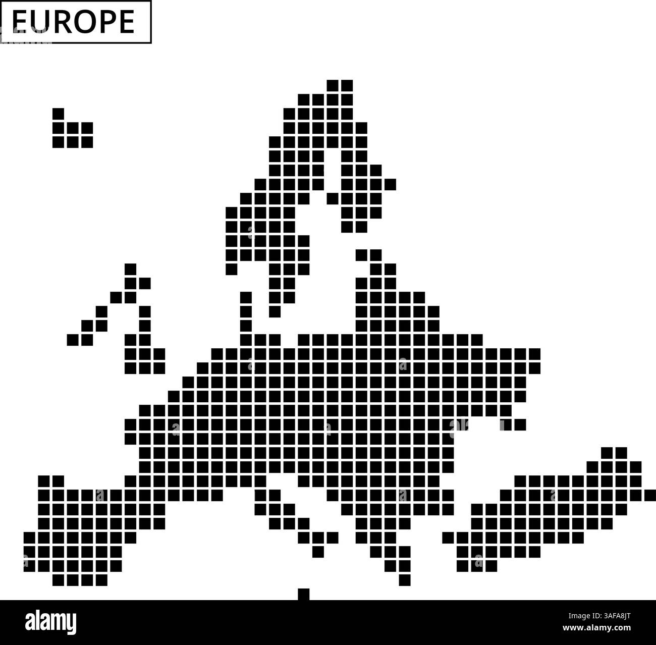 A dotted representation of Europe, showcasing countries and borders in ...