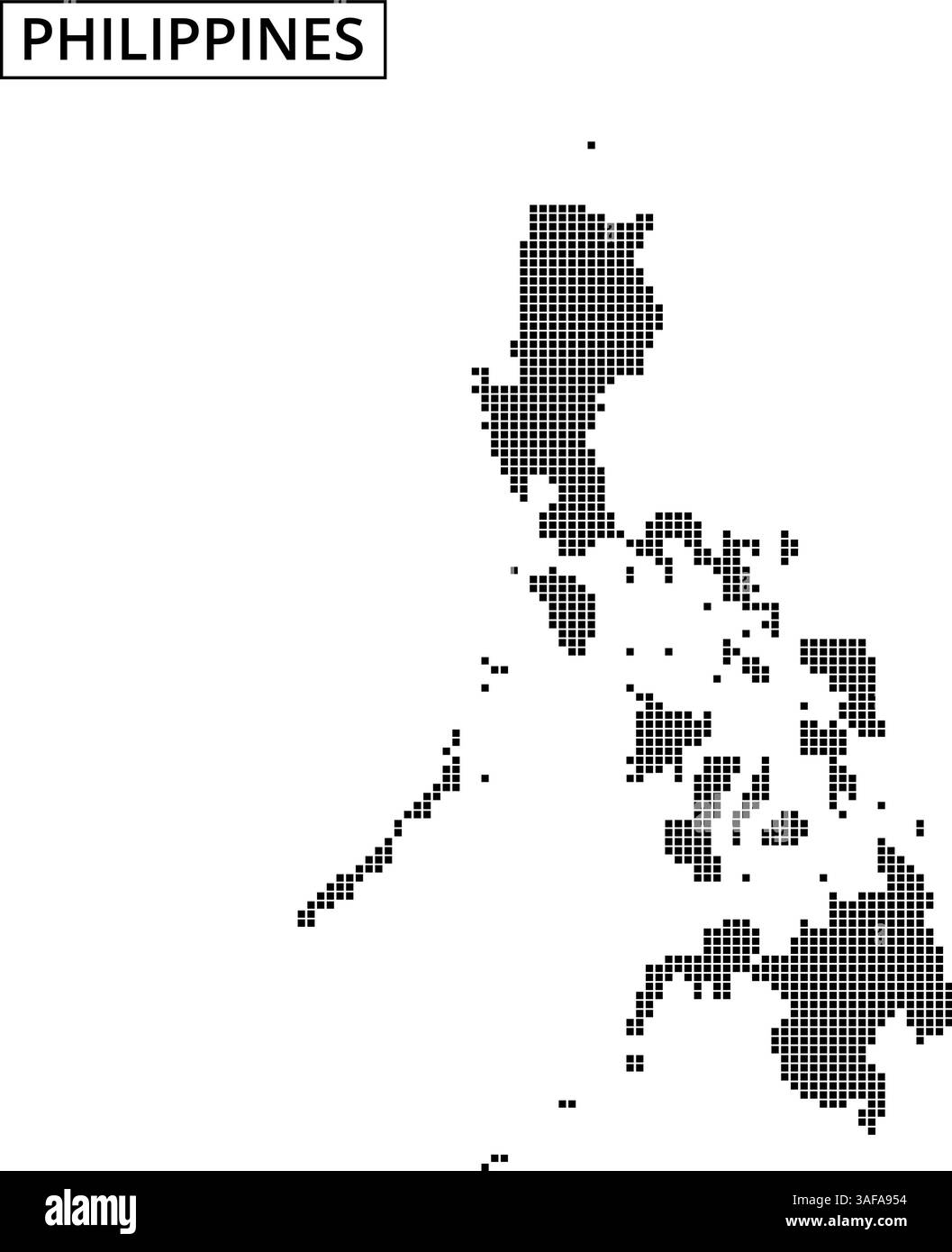 A dotted map representing the shape of the Philippines, focusing on its ...