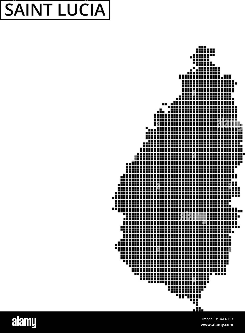 Detailed outline of Saint Lucia highlighting its unique shape and ...