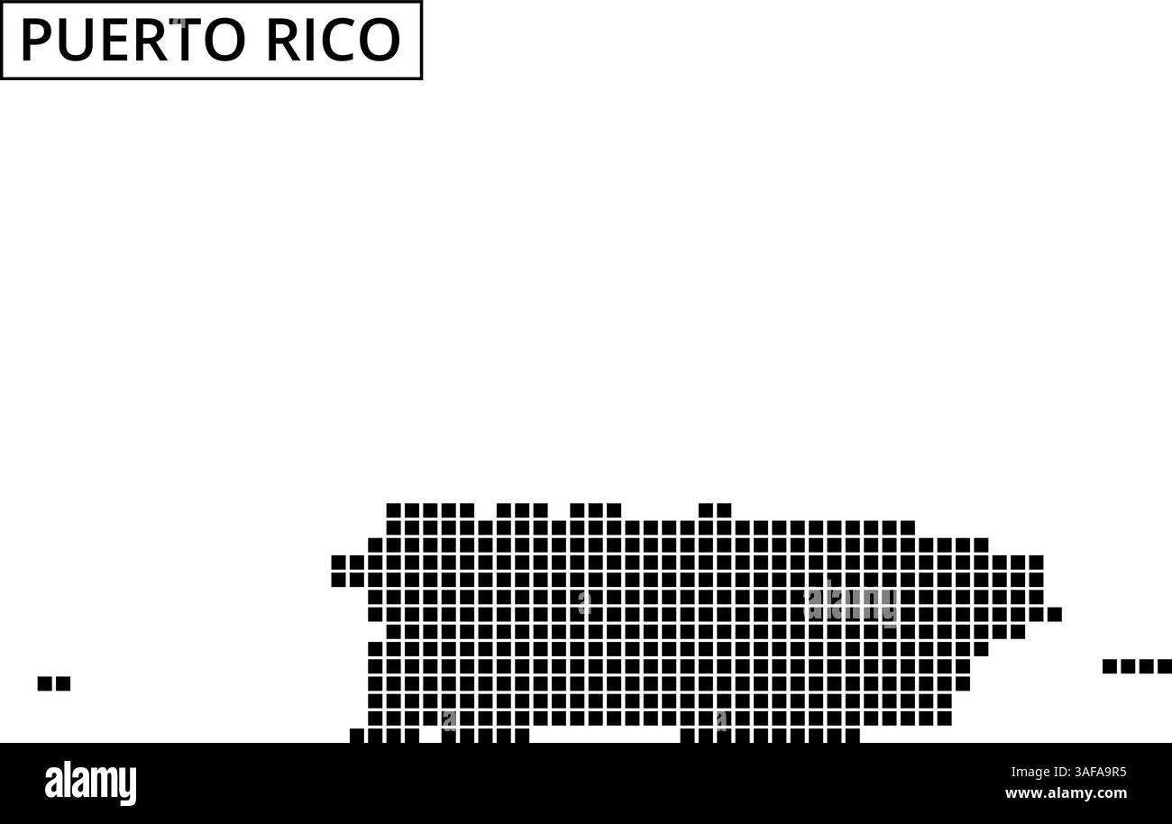 A creative map of Puerto Rico showcased with a dotted pattern and wavy ...