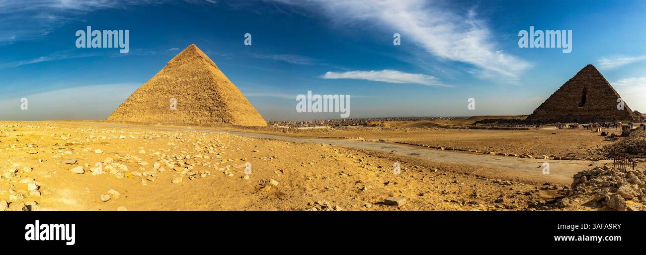Cairo, Egypt; January 20, 2024: Capture the pharaonic panorama of Keops ...
