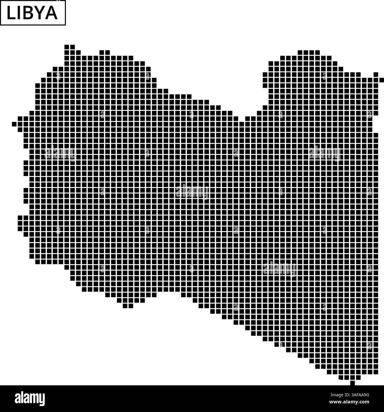 A detailed map outlining the geographical features of Libya, highlighting its borders and ...