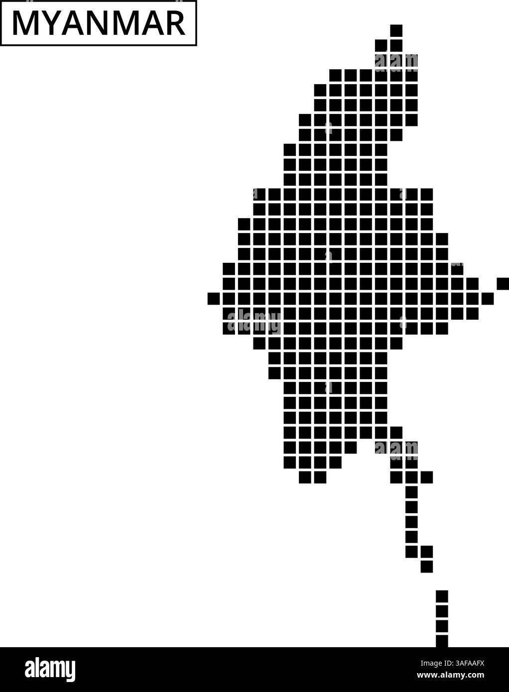 A clear representation of Myanmar's map outline with dotted patterns ...