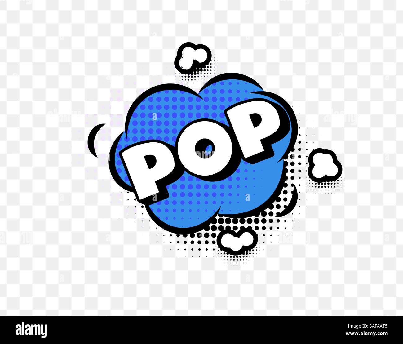 Pop Comic Style Text in Blue Bubble with Bold White Letters and ...