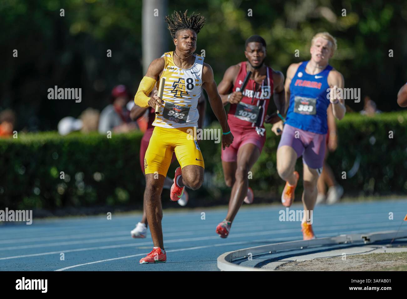 Gainesville, FL. USA; Elijah Thomas of North Carolina A&T has the lead ...