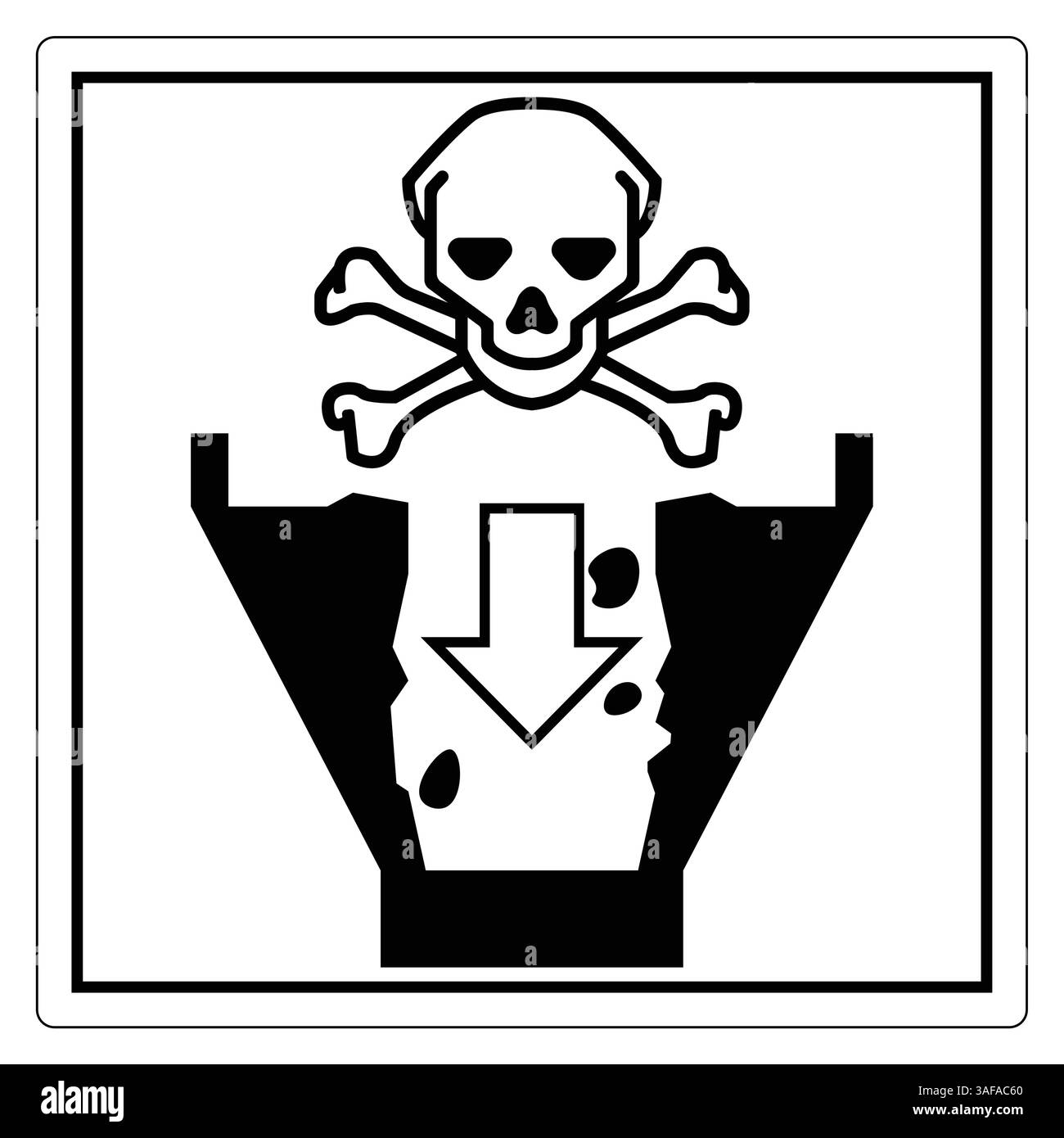 Warning sign featuring skull and crossbones symbol above a waste ...