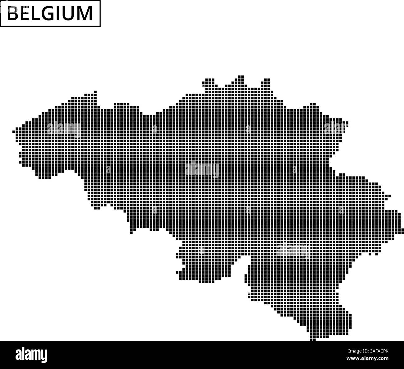 A detailed map of Belgium showcases the country's shape using a unique ...