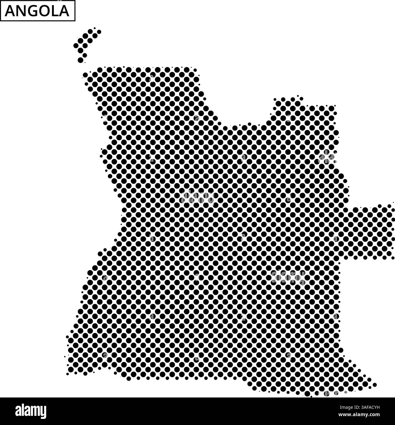 A detailed outline of Angola is represented using dot patterns ...
