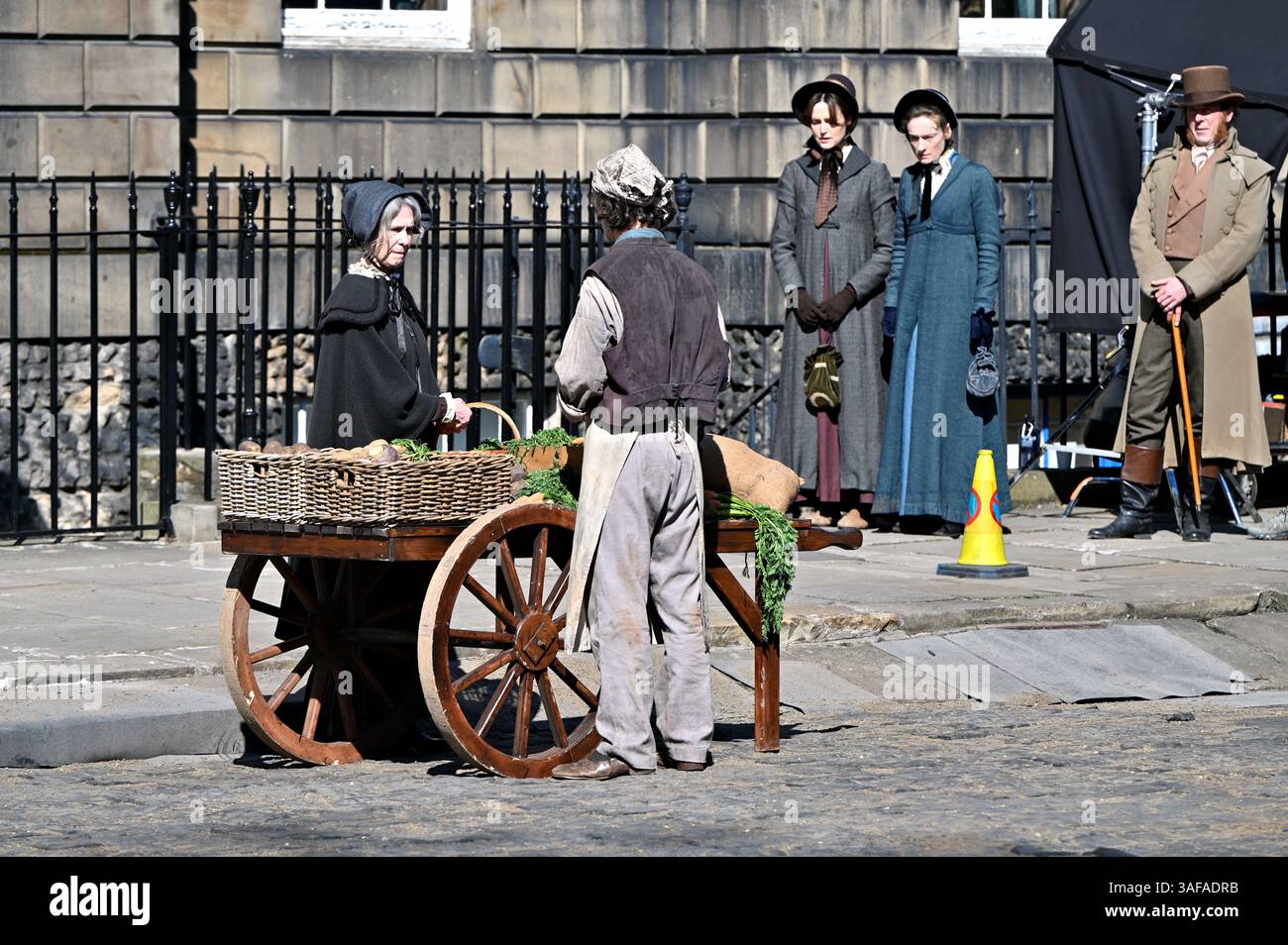 Edinburgh, Scotland, UK. 7th Apr 2025. Filming in a closed off ...