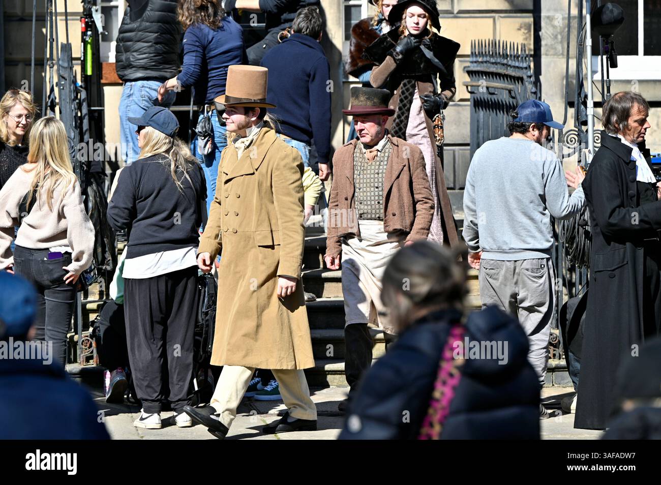 Edinburgh, Scotland, UK. 7th Apr 2025. Filming in a closed off ...