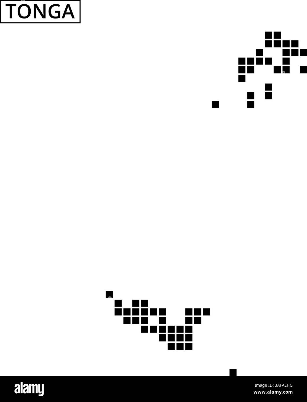 A detailed dot pattern outlines the islands of Tonga, emphasizing its unique geography and ...