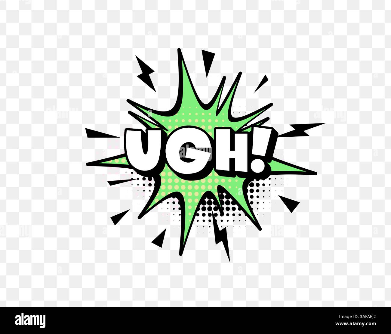 Ugh Comic Sound Text In Green Explosion Speech Bubble With Lightning ...