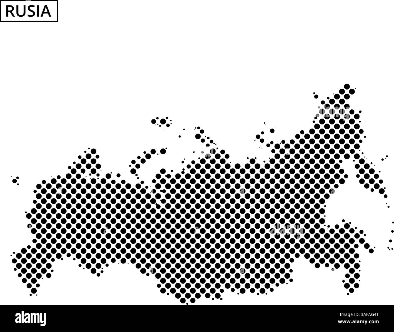 The map highlights Russia's geographical outline with a dotted pattern ...