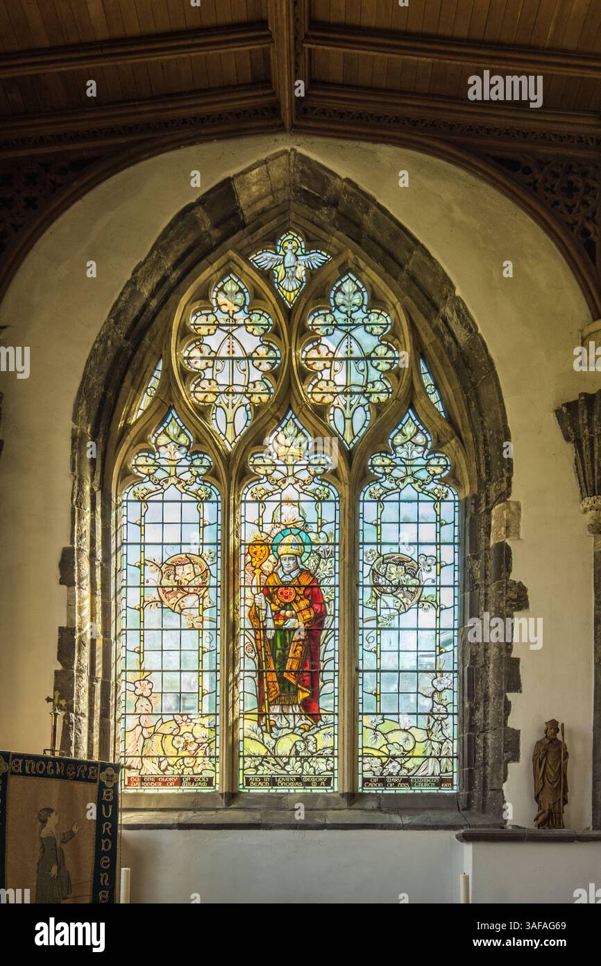 Stained glass windows at St Davids Cathedral Pembrokeshire Stock Photo ...