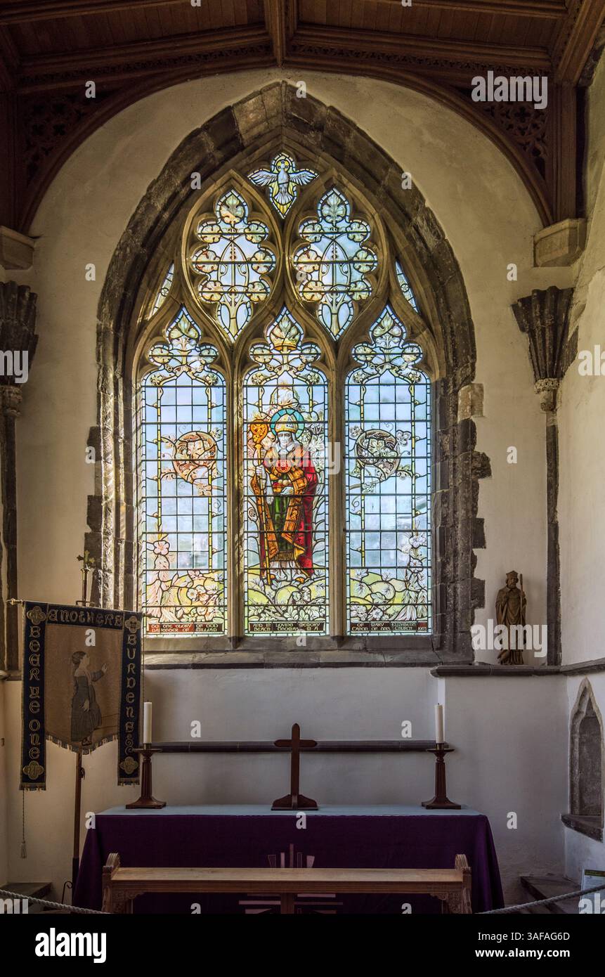 Stained glass windows at St Davids Cathedral Pembrokeshire Stock Photo ...