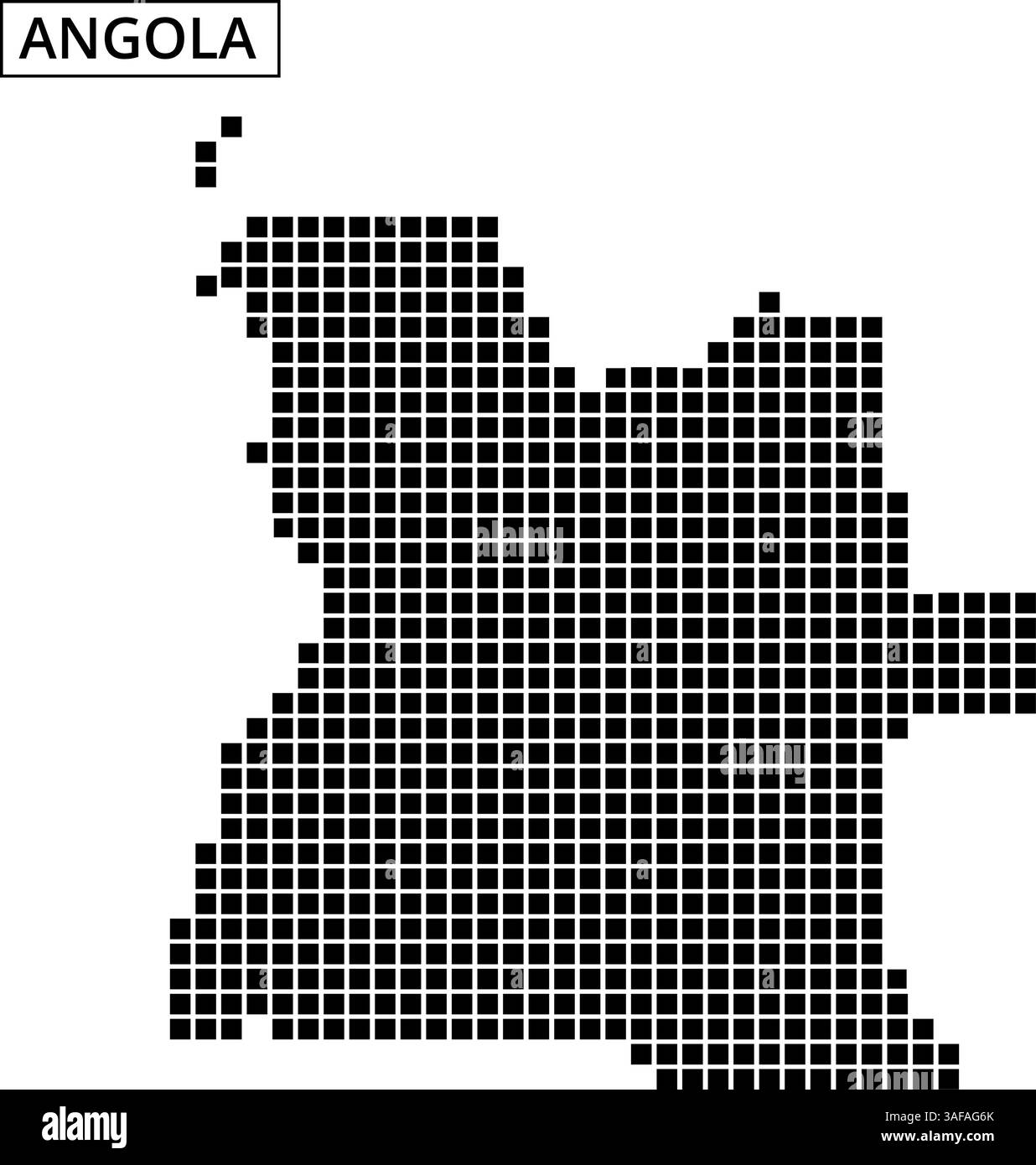 A detailed outline of Angola is represented using dot patterns ...