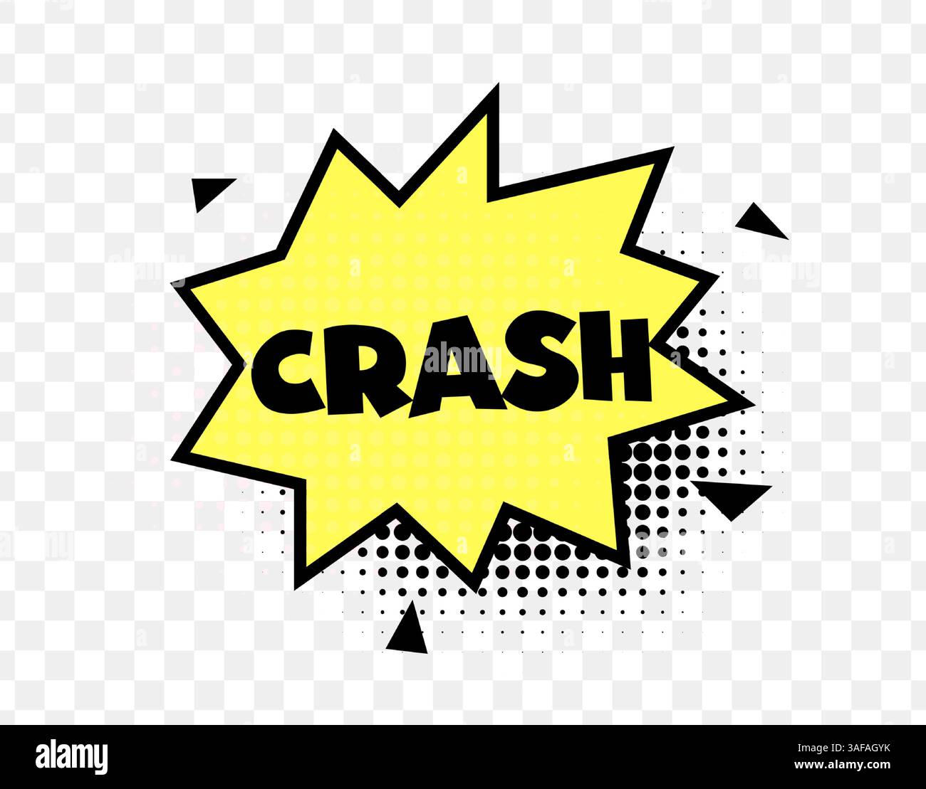 Crash Comic Text In Yellow Boom Bubble With Halftone Effect And Black ...