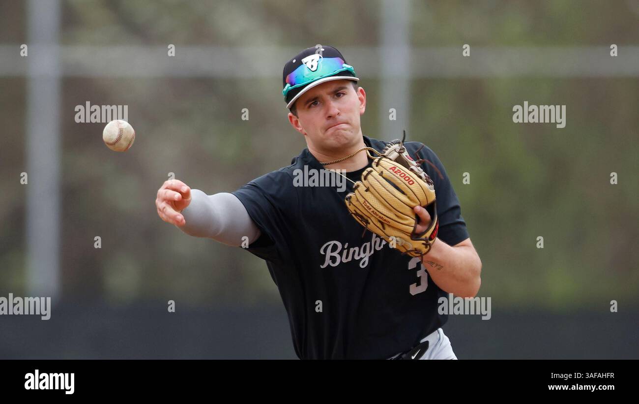 Binghamton infielder Todd Abraham (3) during an NCAA baseball game ...