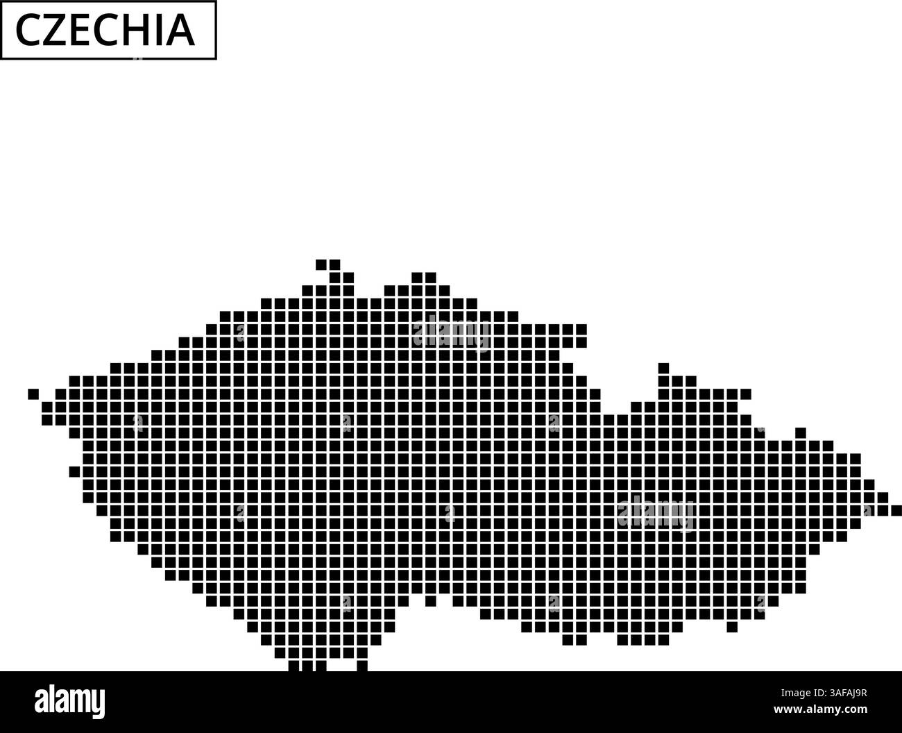A dotted map of Czechia showcases its borders and geographical features ...