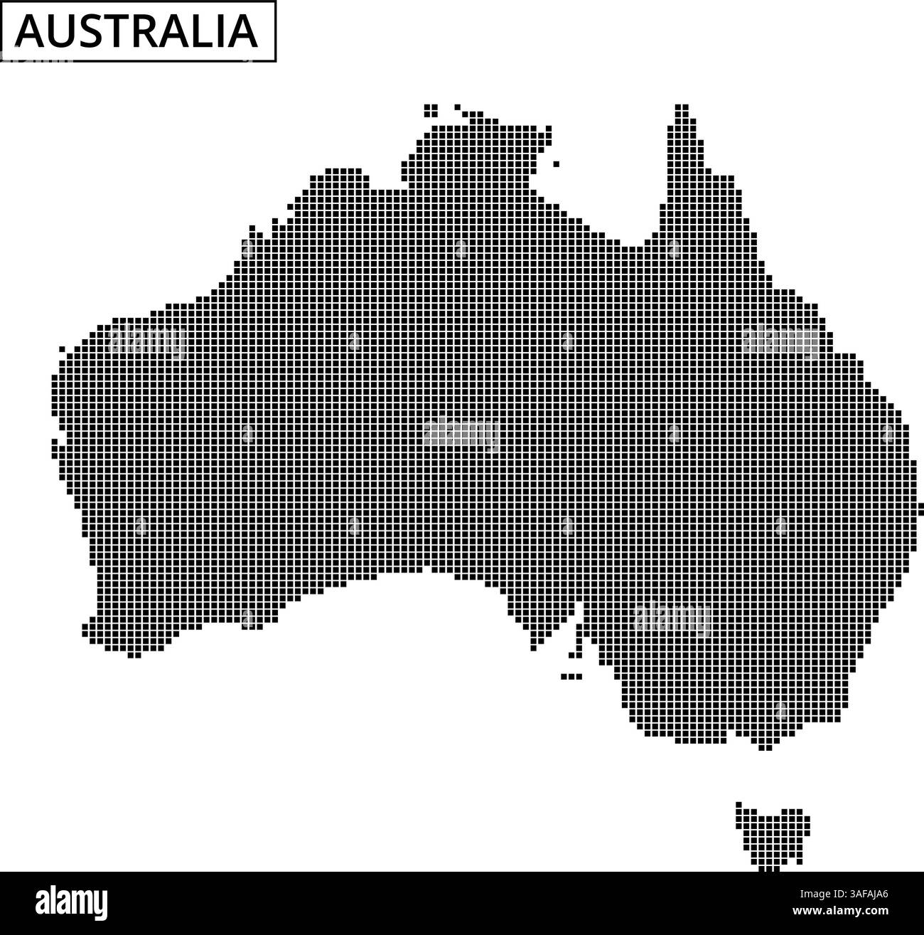 A detailed map of Australia created using dot patterns, highlighting its geographical layout and ...