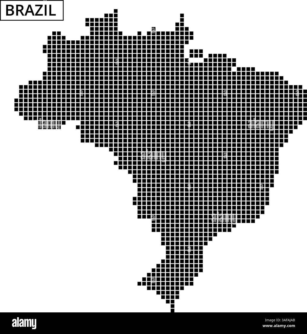 A dotted representation displays the outline of Brazil, highlighting its distinct geographical ...