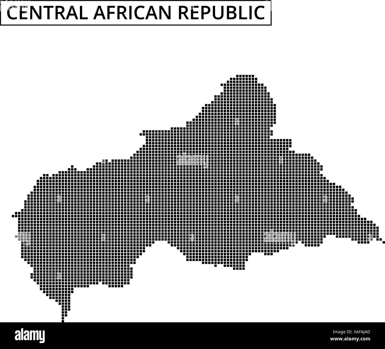The outline of Central African Republic is displayed with a dotted ...