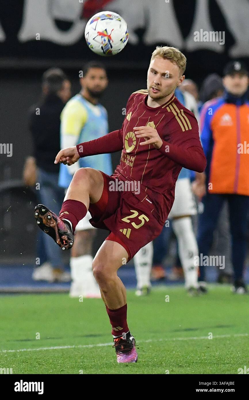Victor Nelsson of AS Roma during the Serie A match between Roma v ...