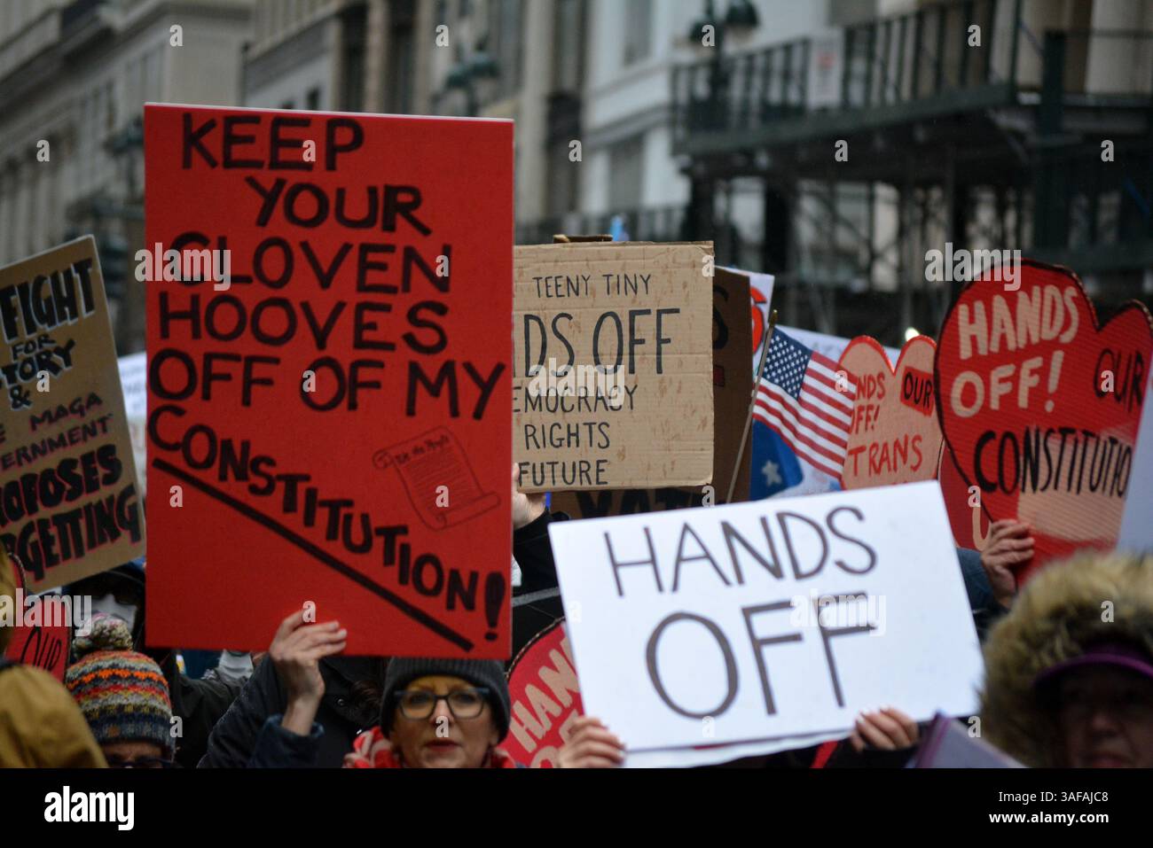 Hands Off rally against the Trump Administration and Elon Musk's DOGE ...