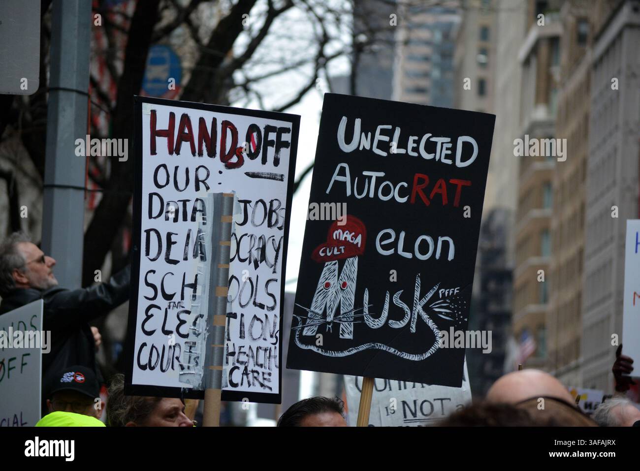Hands Off rally against the Trump Administration and Elon Musk's DOGE ...
