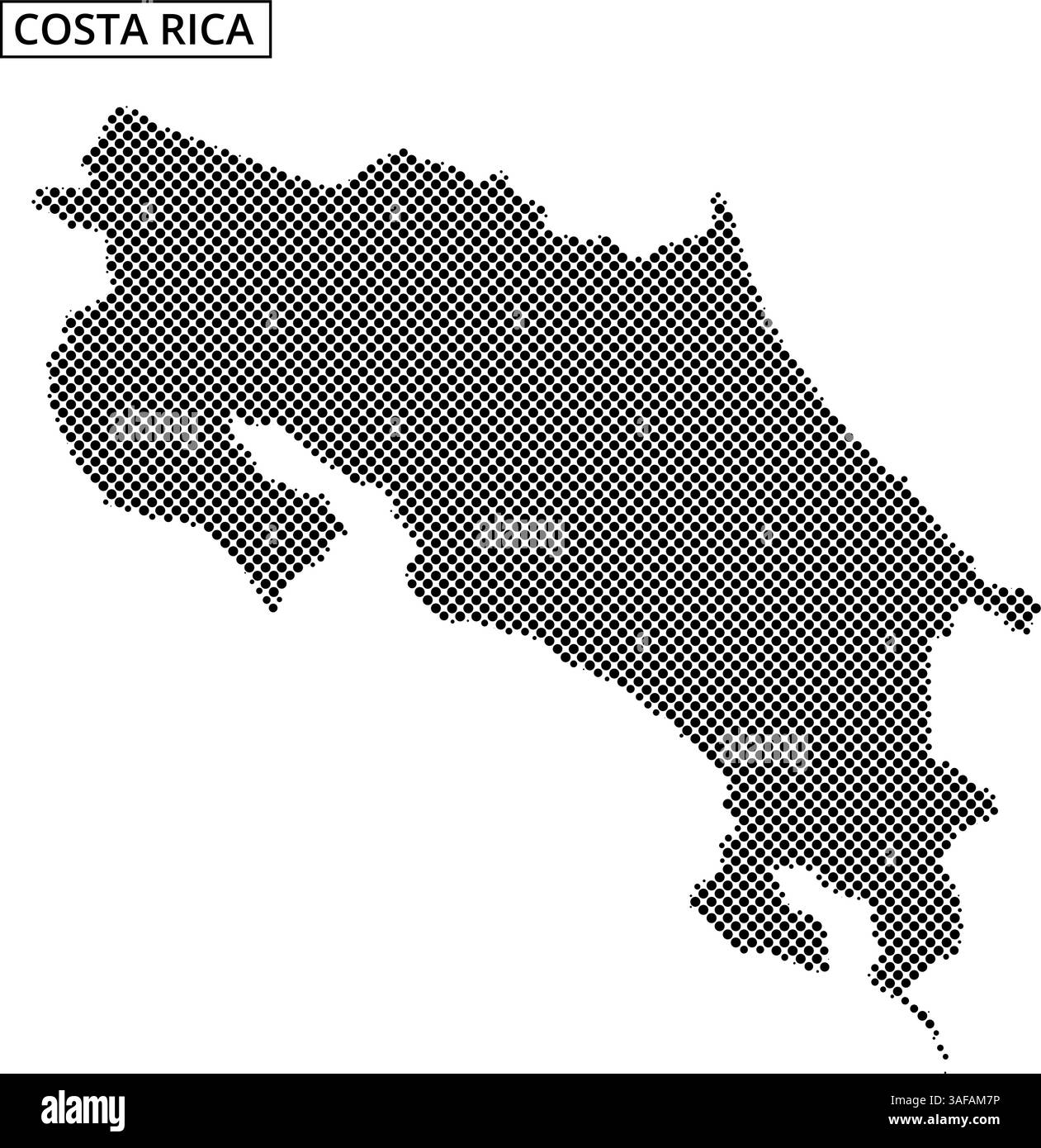 A creative representation of the Costa Rica map using a dotted pattern ...