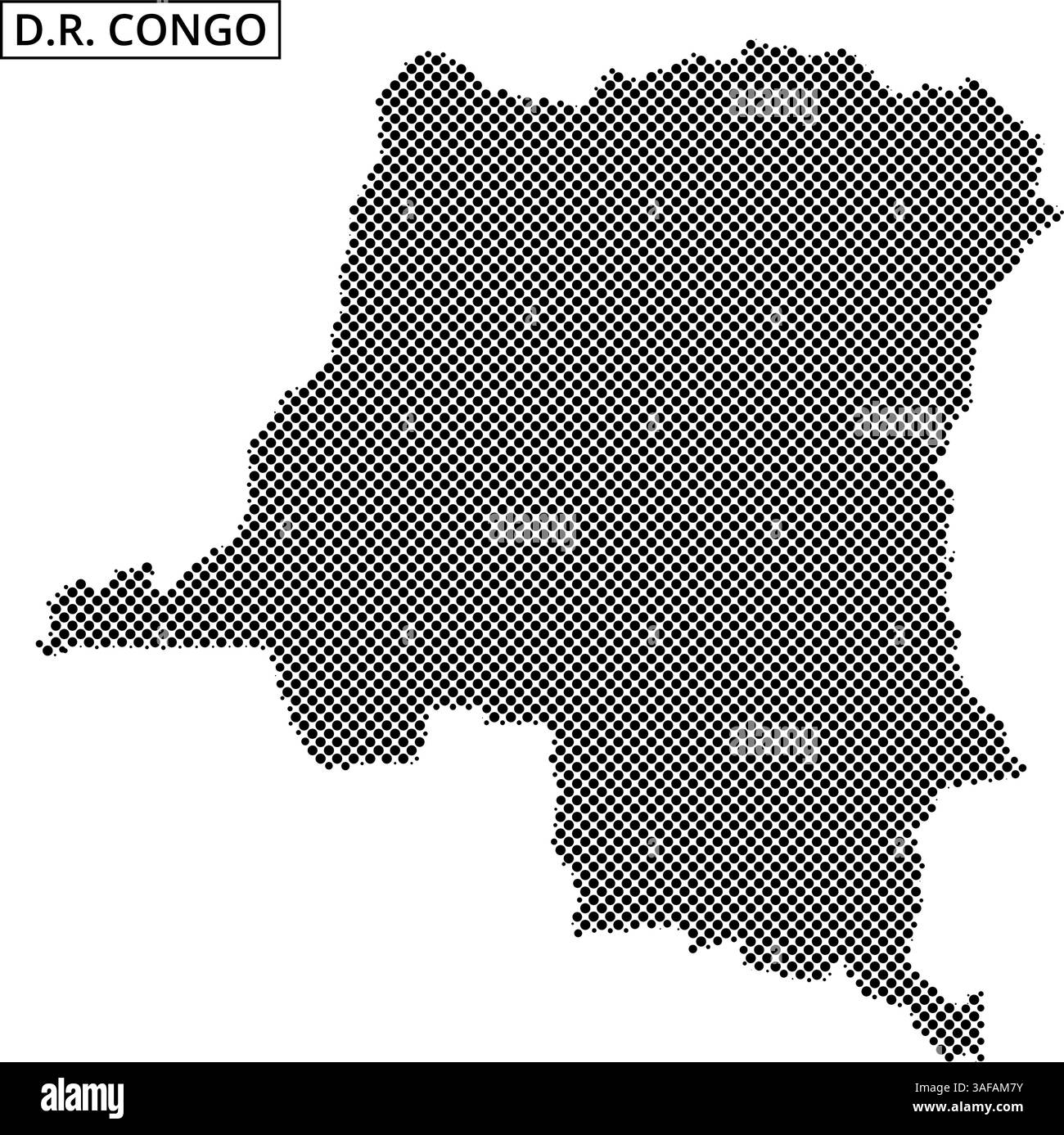 A detailed outline of the Democratic Republic of Congo is filled with ...