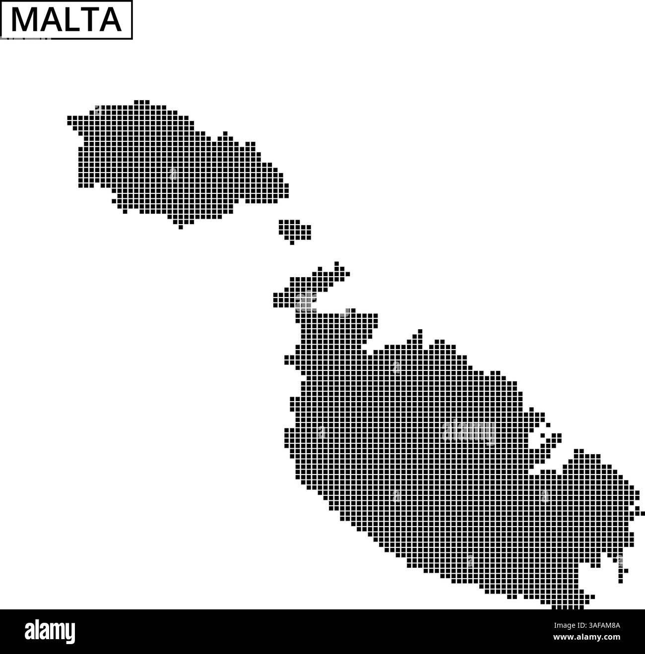 Detailed representation of Malta's outline using a dotted texture ...