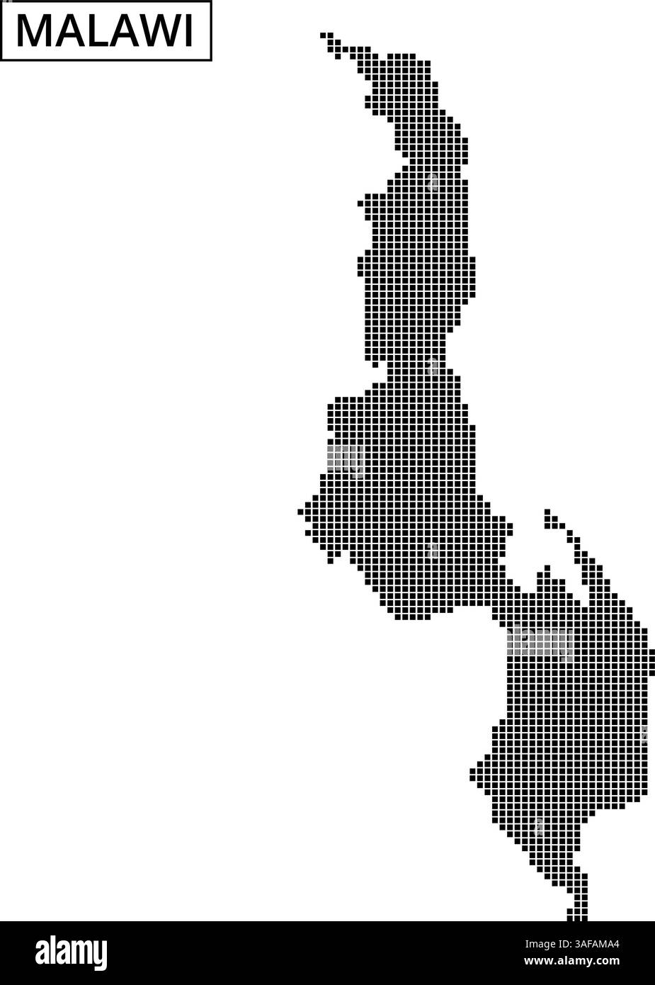 Featuring a dotted representation of Malawi, this map outlines its ...