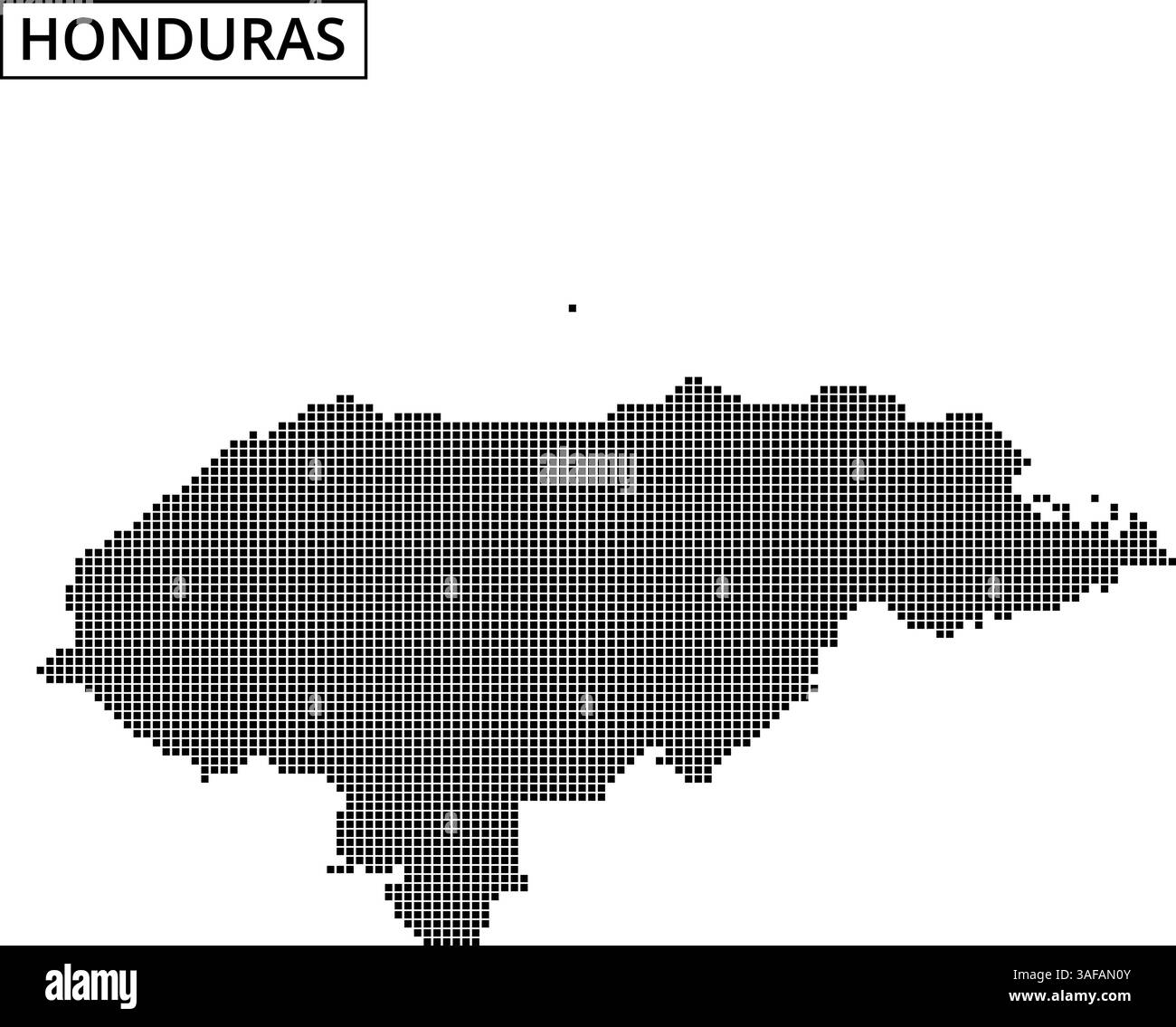 A detailed outline of Honduras created using a dot pattern, emphasizing ...
