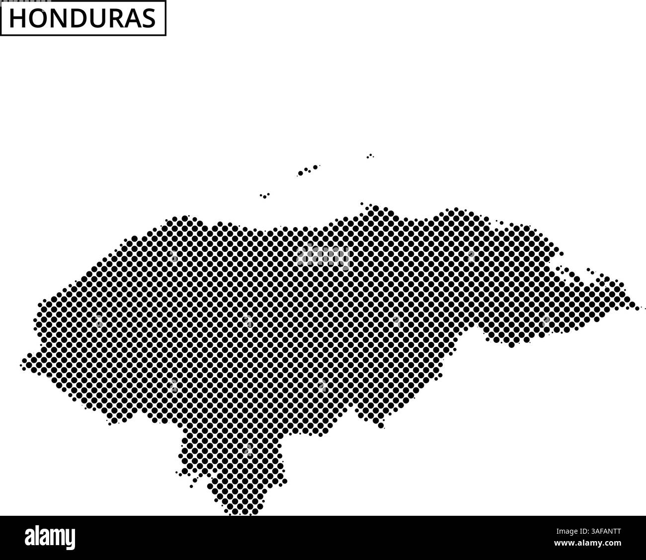 A detailed outline of Honduras created using a dot pattern, emphasizing ...