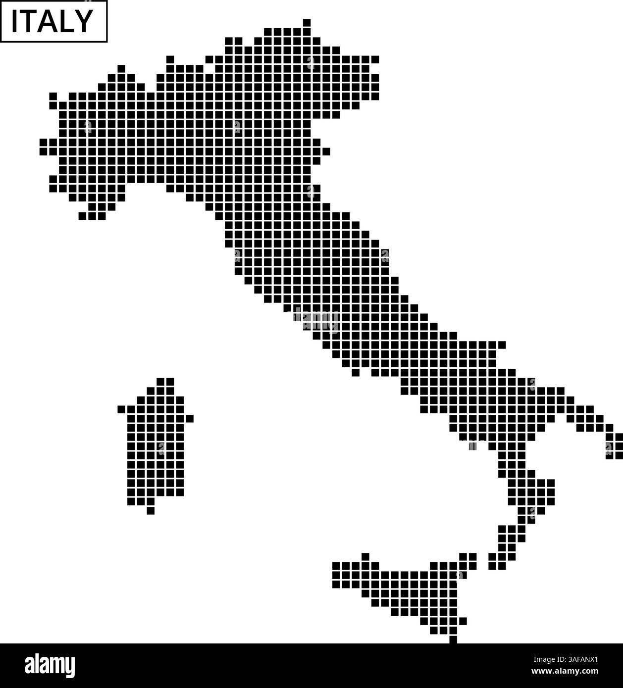 A dotted outline map of Italy highlights its geographical shape. This ...