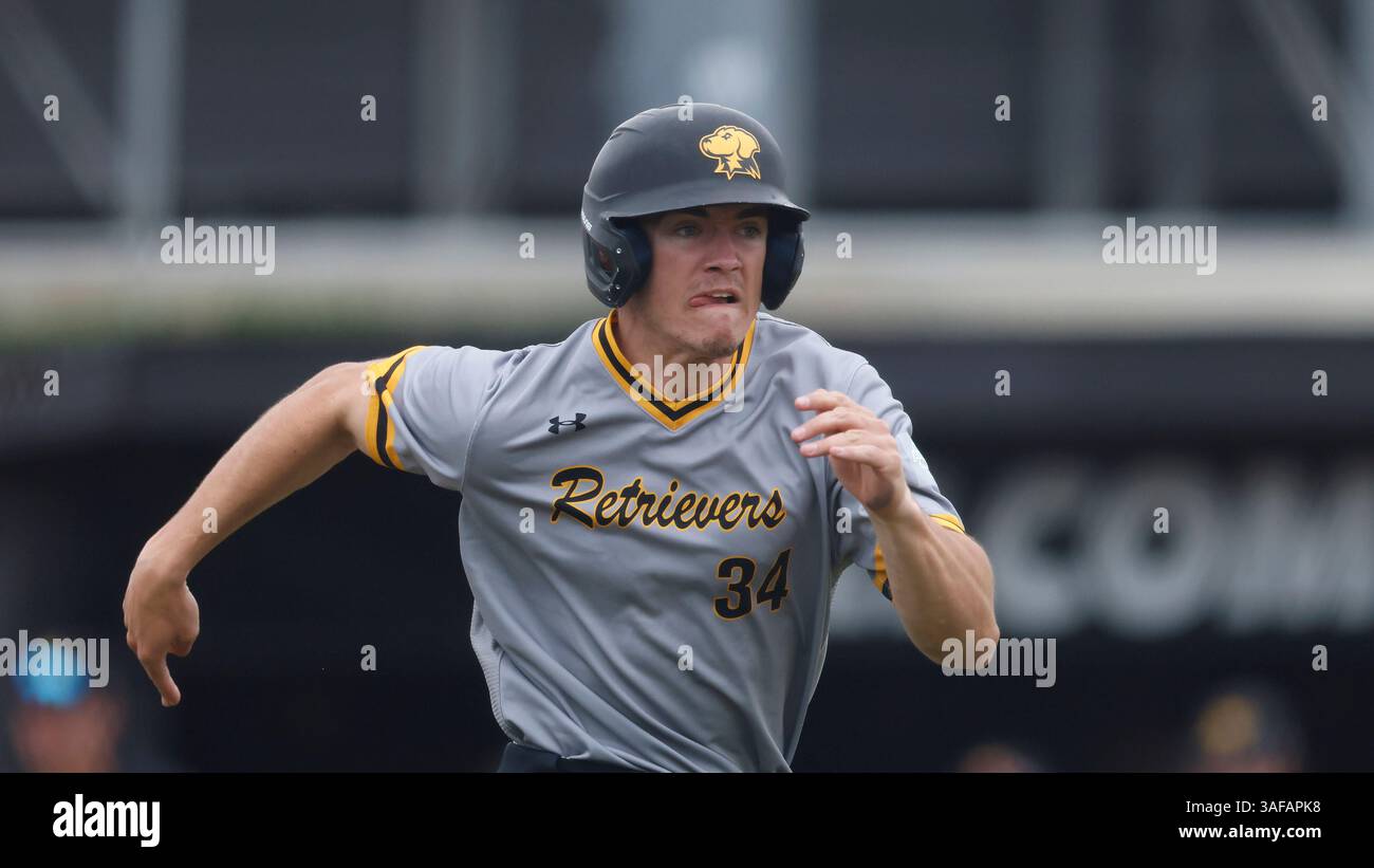 UMBC infielder Danny Orr (34) in action during an NCAA baseball game ...