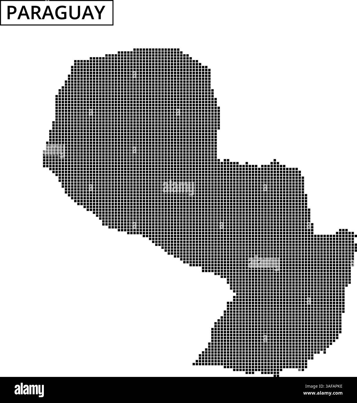A dotted outline displays the shape of Paraguay, emphasizing its ...