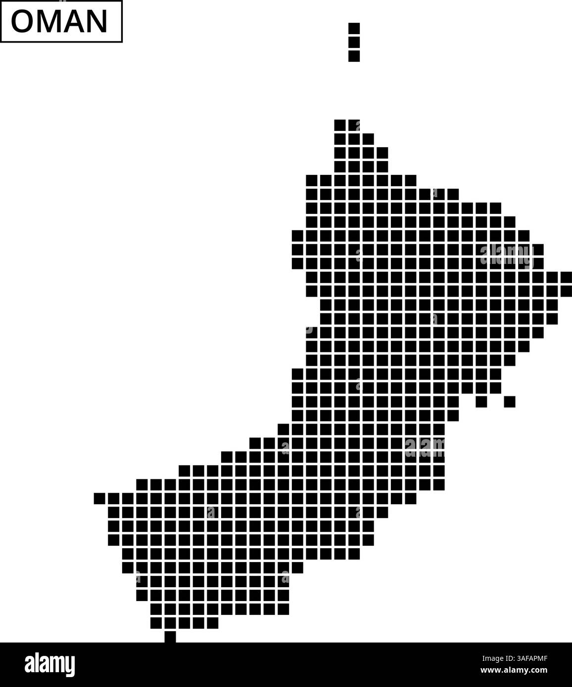 A detailed outline of Oman illustrated with a dotted texture ...