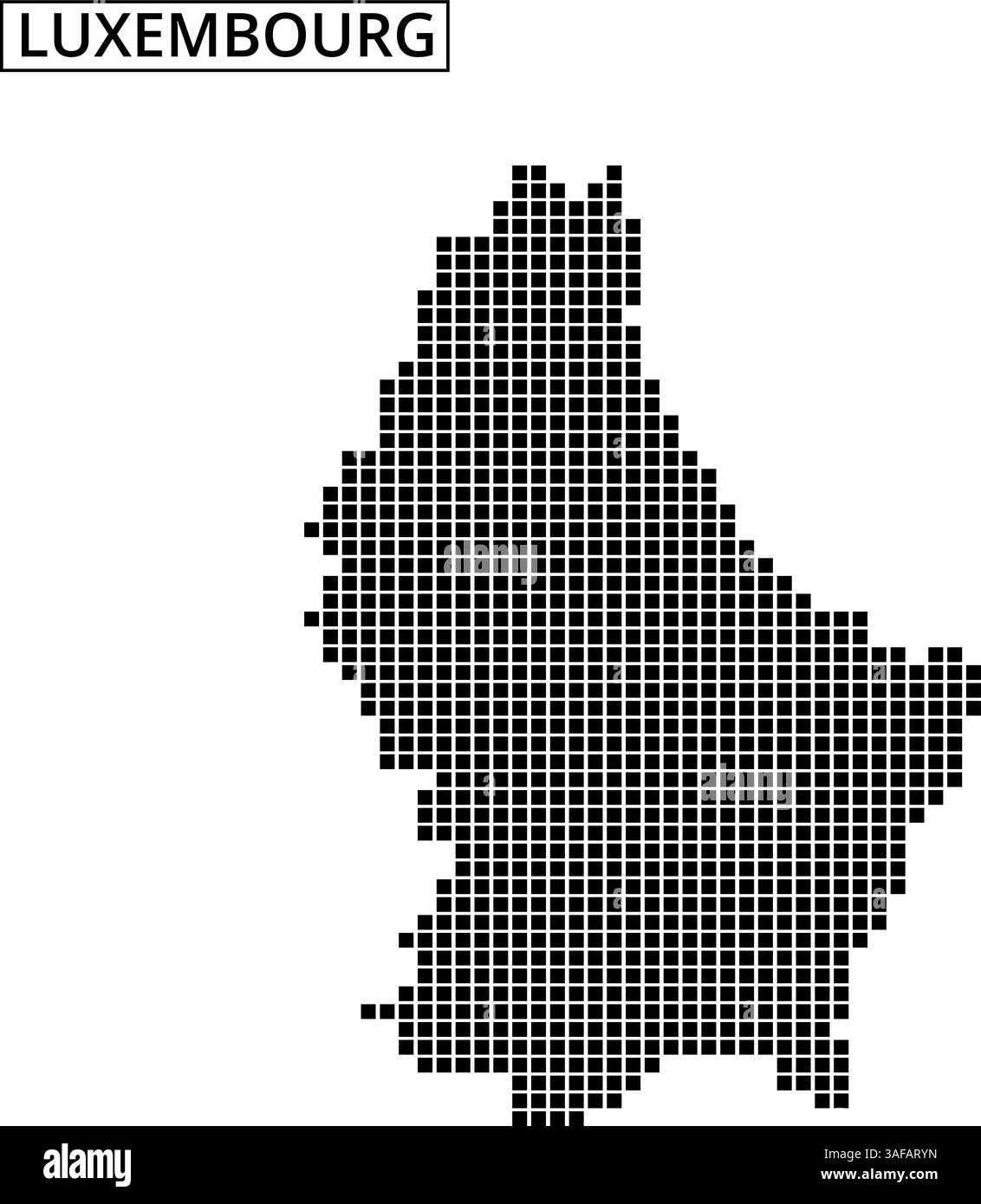 This map displays Luxembourg's outline in a unique dotted design ...