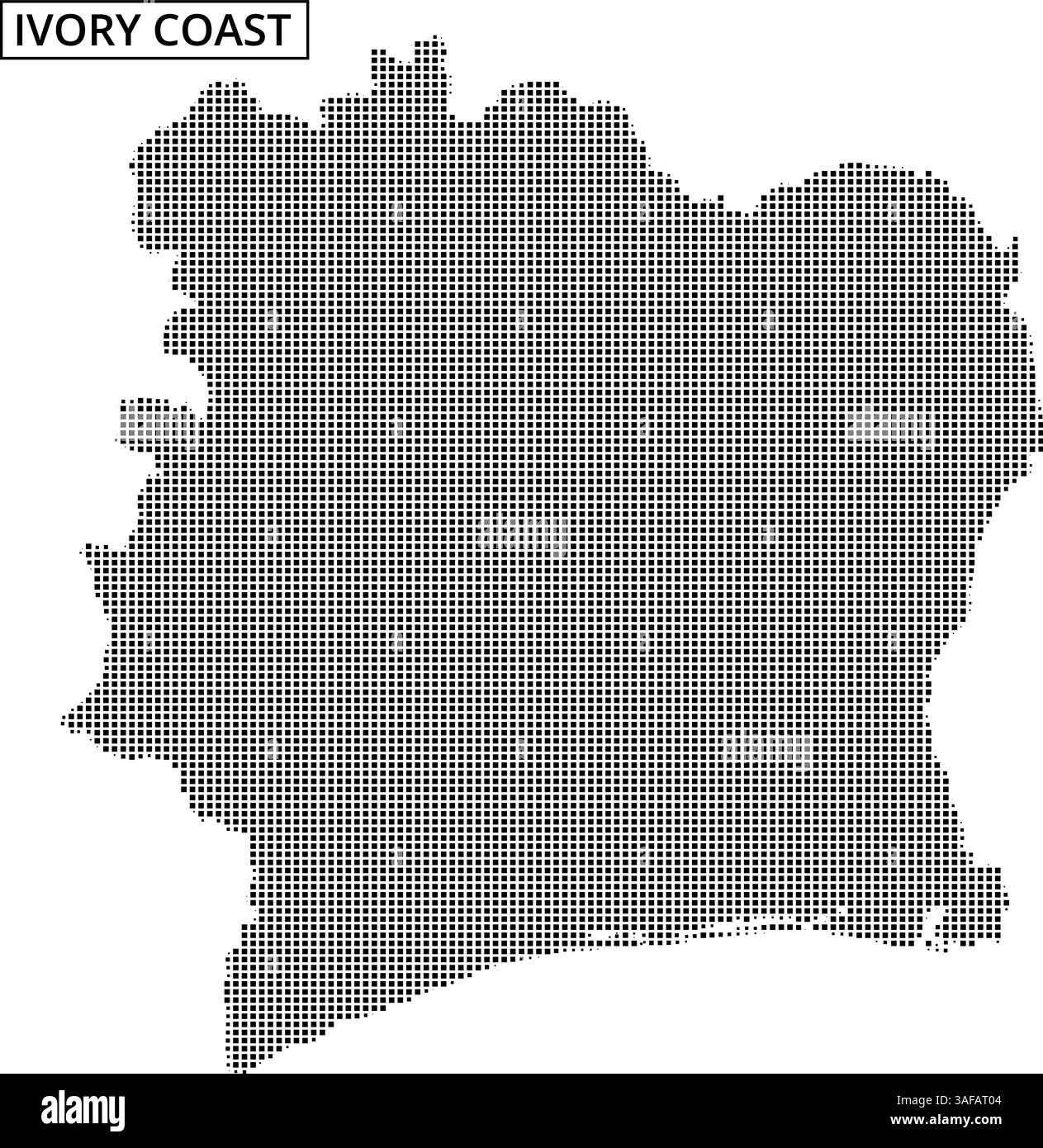 A textured representation of the geographic outline of Ivory Coast ...